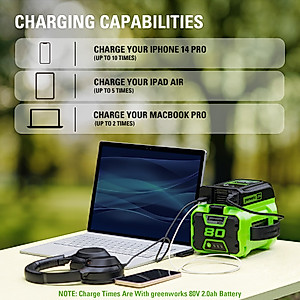 Greenworks Pro 80V (300 Watt) Power Inverter, 120V AC, for Charging Small Electronics, Smart Phones, Tablets, Small Televisions, Tool-Only, IV80A00