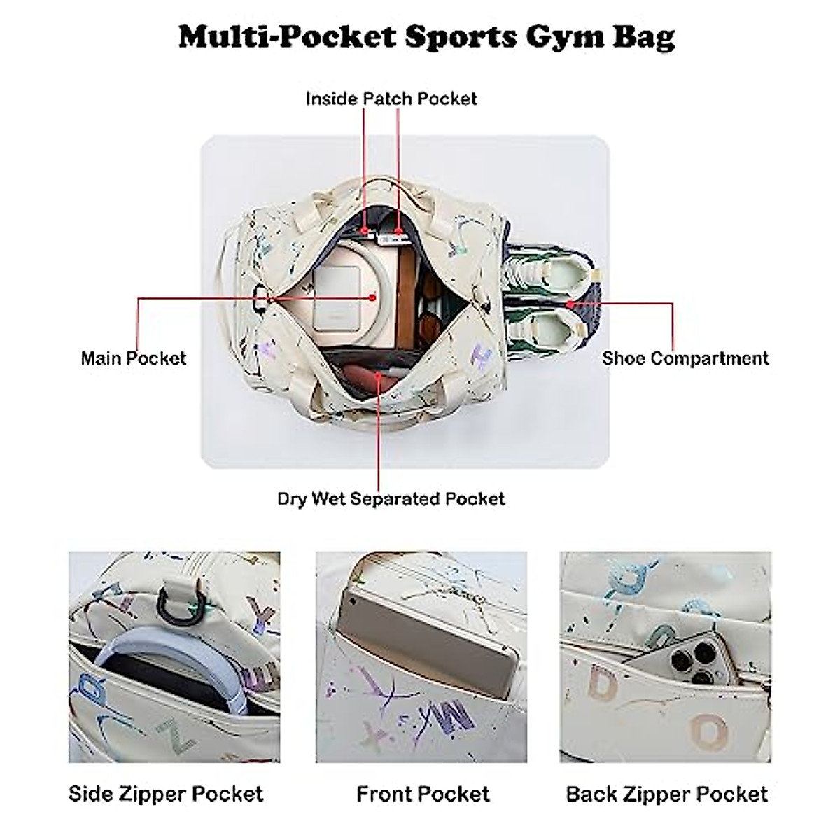 Small Gym Bag for Women, Cute Sports Travel Duffel Bags with Shoe Compartment & Wet Pocket, Carry On Weekender Overnight Bag Gym Tote Bag for Weekend Getway Workout Yoga (Pink)