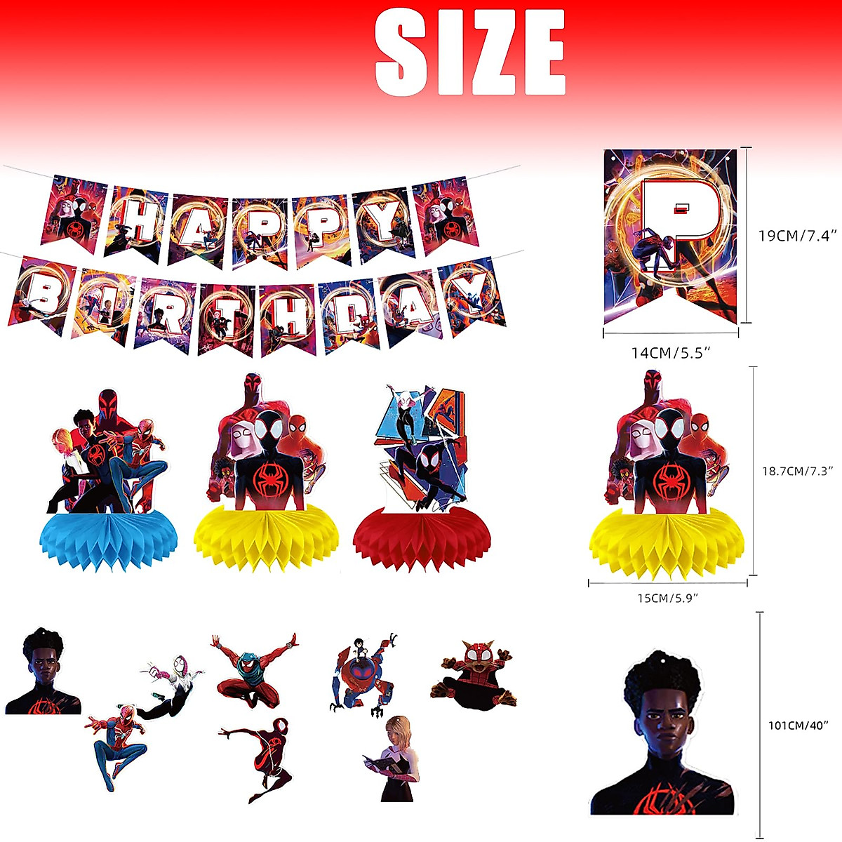 Birthday Party Supplies, Birthday Decorations Set Include Birthday Banners,Hanging Swirls and Honeycomb Centerpiece for Party Decorations