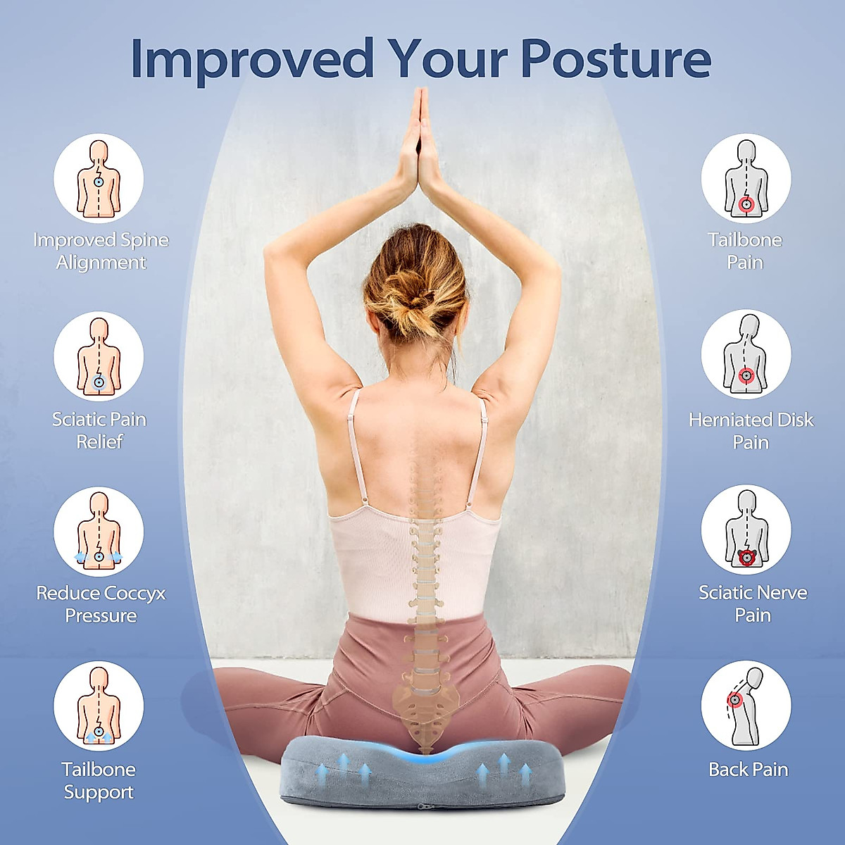 HOMCA Travel Pillow, Portable Head Neck Rest Inflatable Pillow from, Design for Airplanes, Cars, Buses, Trains, Office Napping, Camping - Includes Free Eye mask