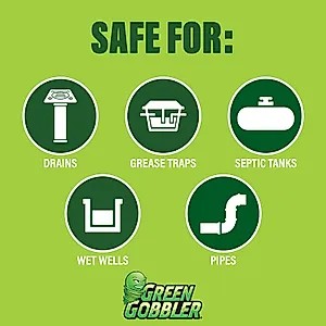 Green Gobbler ENZYMES for Grease Trap & Sewer - Controls Foul Odors & Breaks Down Grease, Paper, Fat & Oil in Sewer Lines, Septic Tanks & Grease Traps (1 Gallon)
