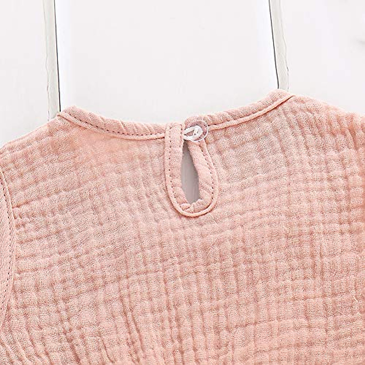 Yoawdats Newborn Baby Girl Romper Cotton Linen Bodysuits Ruffle Sleeve Summer Jumpsuit Outfits Clothes (0-6 Months, Y Pink)