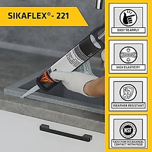 Sika Sikaflex-221, White, multi-purpose sealant/adhesive, polyurethane fast curing sealant, 10.1 fl. oz Cartridge