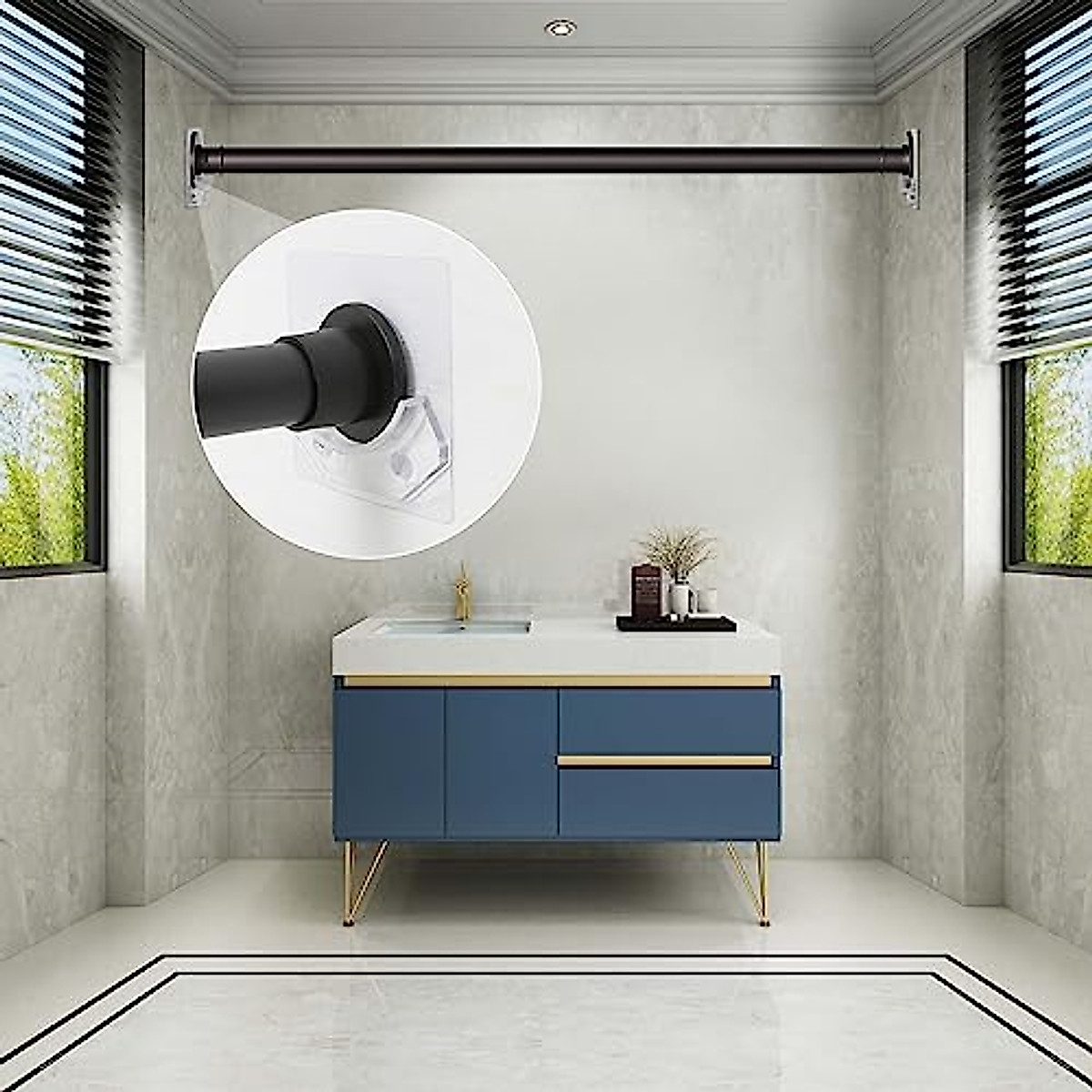 Uigos Shower Curtain Rod Holder - Easy Installation - No Drilling Required, Transparent Wall Mount Rod Retainer, Premium Design, 4 Pieces (Rod Not Included)