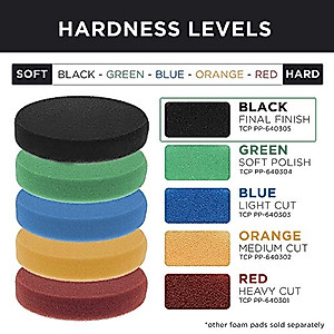 TCP Global 6.5" Black Flat Final Finishing Grip Foam Polish Pad - DA Hook & Loop