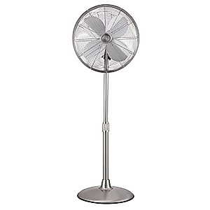 Good Housekeeping 92654-BN 16" Retro Pedestal Fan in Brushed Nickel
