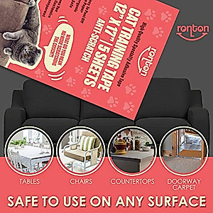 Ronton Cat Scratch Deterrent Tape - Anti Scratch Tape for Cats | 100% Transparent Clear Double Sided Training Tape | Pet & Kid Safe | Furniture, Couch, Door Protector (5 Sheet)