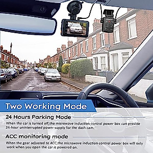 Dash Cam Hardwire Kit USB C Microwave Radar Sensing Dashcam Hardwiring Kit 12V-24V to 5V/3A Dash Camera Adapter Hardwire Charger Cable 11.5ft (Type C USB)