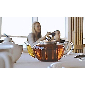 Glass Teapot with Stainless Steel Infuser & Lid, StoveTop Safe, Blooming & Loose Leaf Teapots, 27 Ounce / 800 ml
