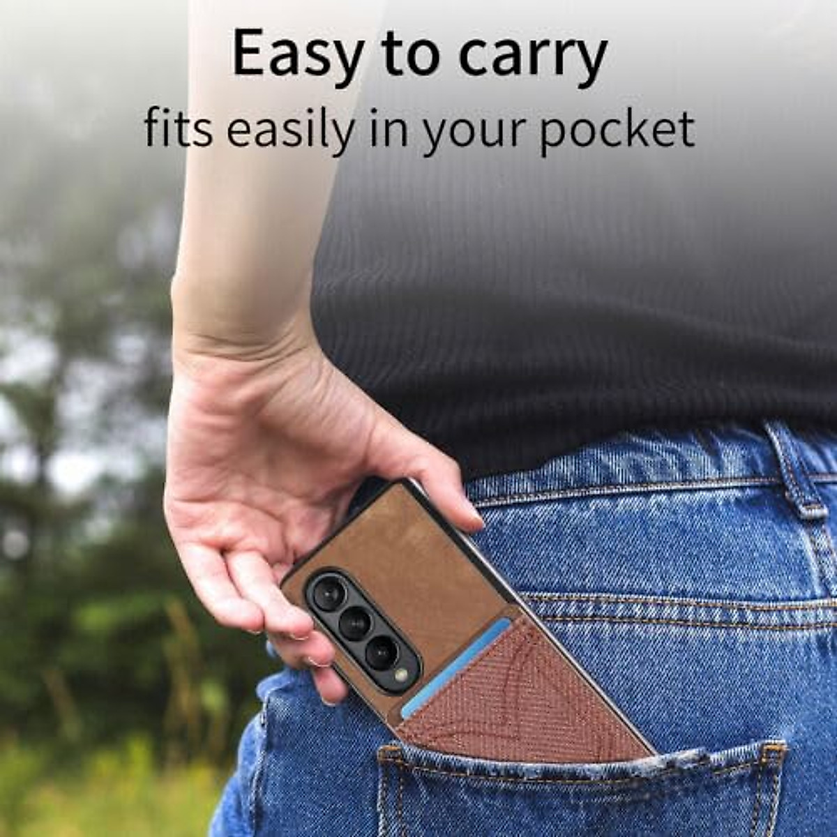 Case for Samsung Galaxy Z Fold 3 5G,Retro PU Leather Dustproof Fall Protection Shockproof Case Cover with Card Slot Compatible with Samsung Galaxy Z Fold 3 5G(Brown)