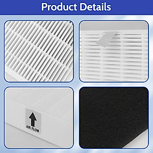 XBGG 6 Pack HPA300 HEPA Filter Replacement for Honeywell Air Purifiers HPA300 Filters, Compatible HPA300 HPA304 HPA200 HPA3300/B HPA5300 HPA8350, Replace HRF-R3 & HRF-AP1 Filter (6 HEPA+8 Pre-Filter)