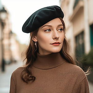 TopTie Women Classic French Style Beret Artist Basque Beanie Hat-Pink