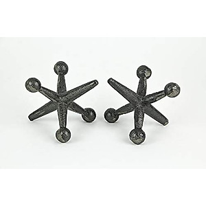 Retro Matte Grey Cast Iron Giant Jack Decorative Bookends - Table Sculptures - Door Stops 3.75 Inches Long