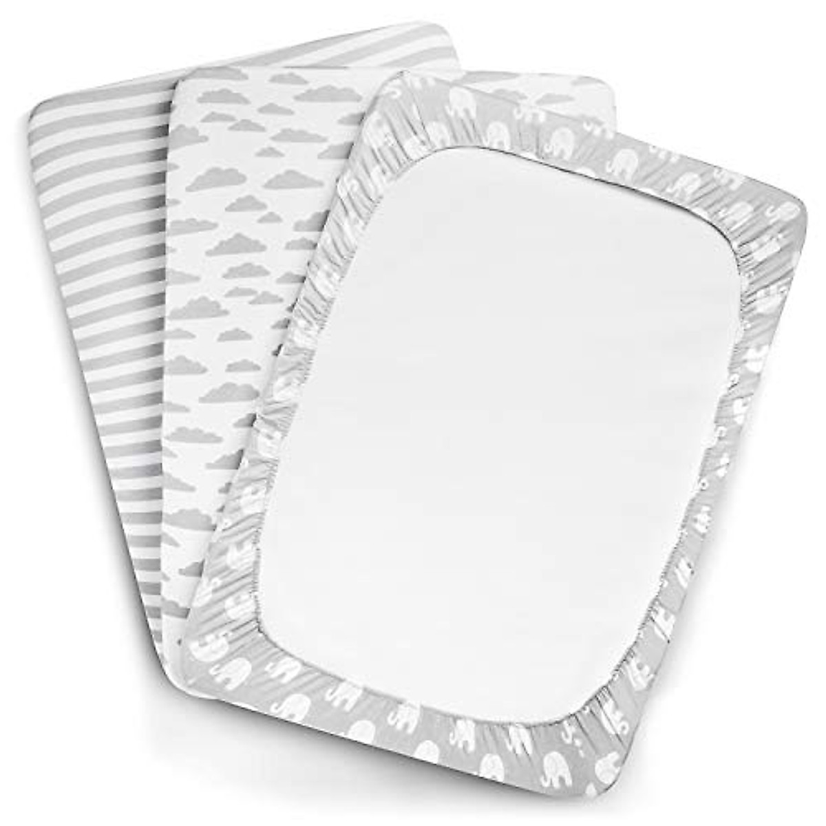 Pack n Play Sheets – Premium Pack and Play Sheets 4 Pack – 100% Super Soft Jersey Knit Cotton Playard Mattress Sheets – Portable Playpen Fitted Play Yard Mini Crib Sheet For Boy & Girl (24 x 38 x 5)