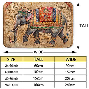 African tribal bohemian elephant rug, non-slip soft washable rug, home dining room living room bedroom rug, mandala floral elephant rug bathroom rug, room art decoration, exotic style 40x60inch