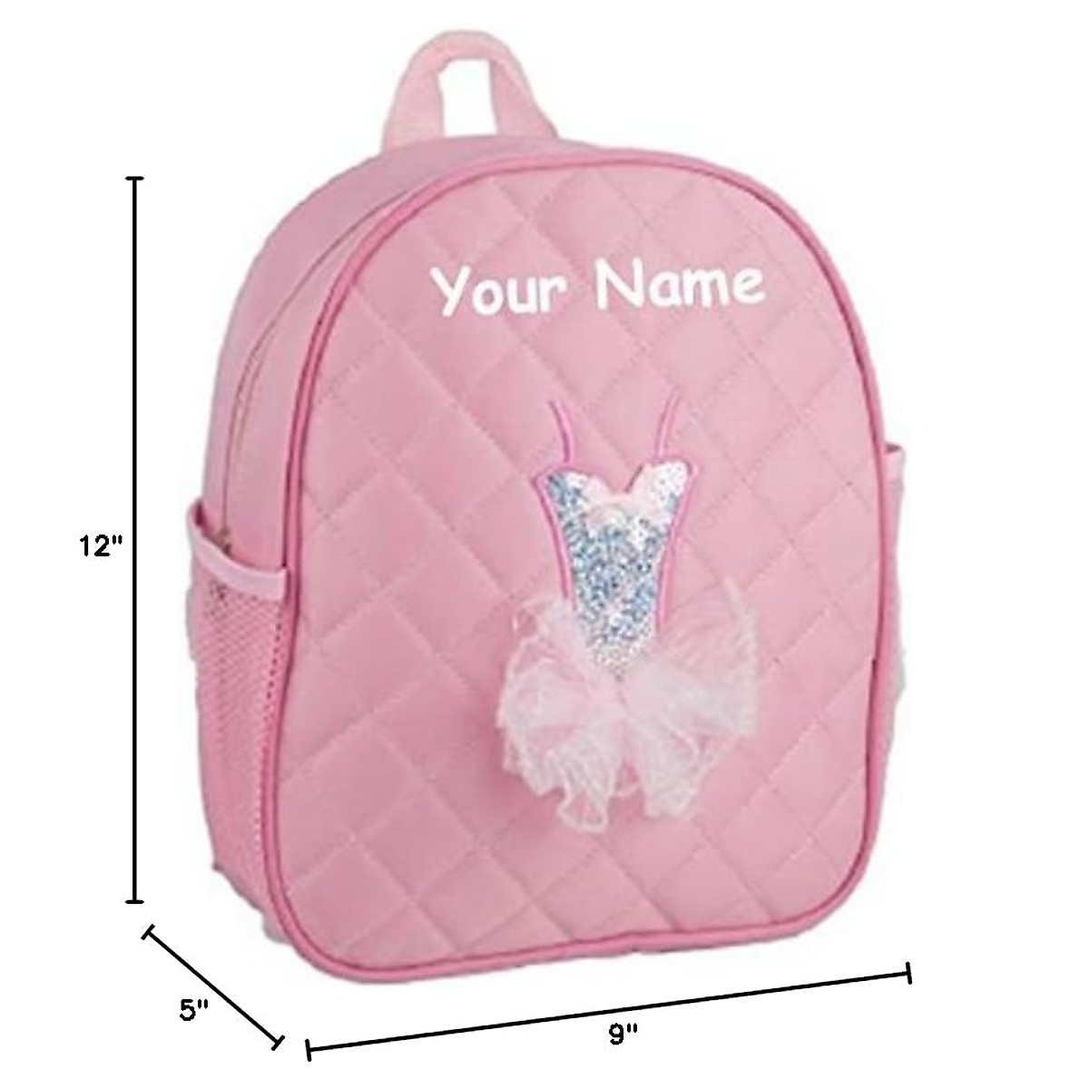 The Trendy Turtle Personalized Quilted Hot Pink Tutu Princess Themed Backpack Ballet Dance Bag with Custom Name