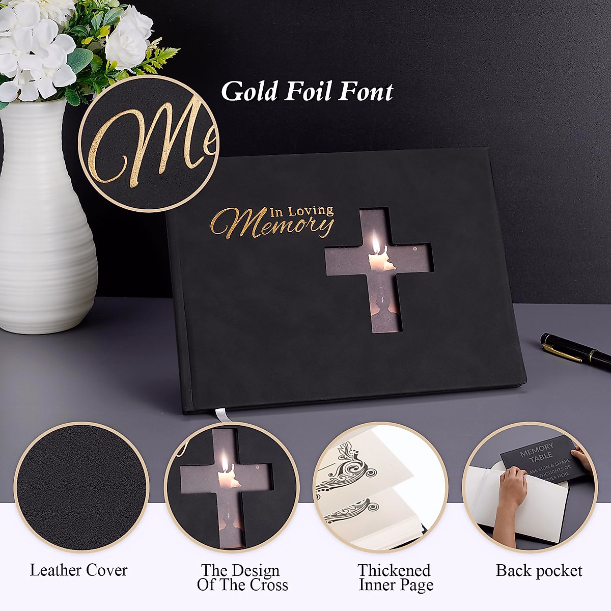 Funeral Guest Book For Memorial Service ,Funeral Sign In Book for guests,Hardcover Funeral Guest Books Celebration of Life,In Loving Memory Guest Sign In Book for Funeral,total 88 pages for 280 Guests