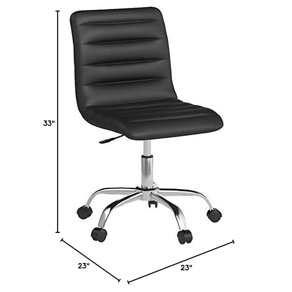 Modway Ripple Ribbed Armless Mid Back Swivel Computer Desk Office Chair In Black
