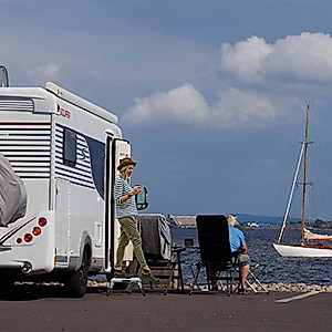 Homeon Wheels RV Steps Adjustable Height Aluminum Folding Platform Step Sheath Non-Slip Rubber Feet, Reflective Stripe, Handle, RV T Level, More Stable Up to 1000 lbs 16.5" x 12.2"
