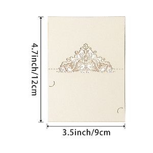 Lace Hollow Out Table Place Cards Wedding Seating Cards 50Pack Folded Place Name Cards for Wedding Banquet Events Party 3.5in Ivory