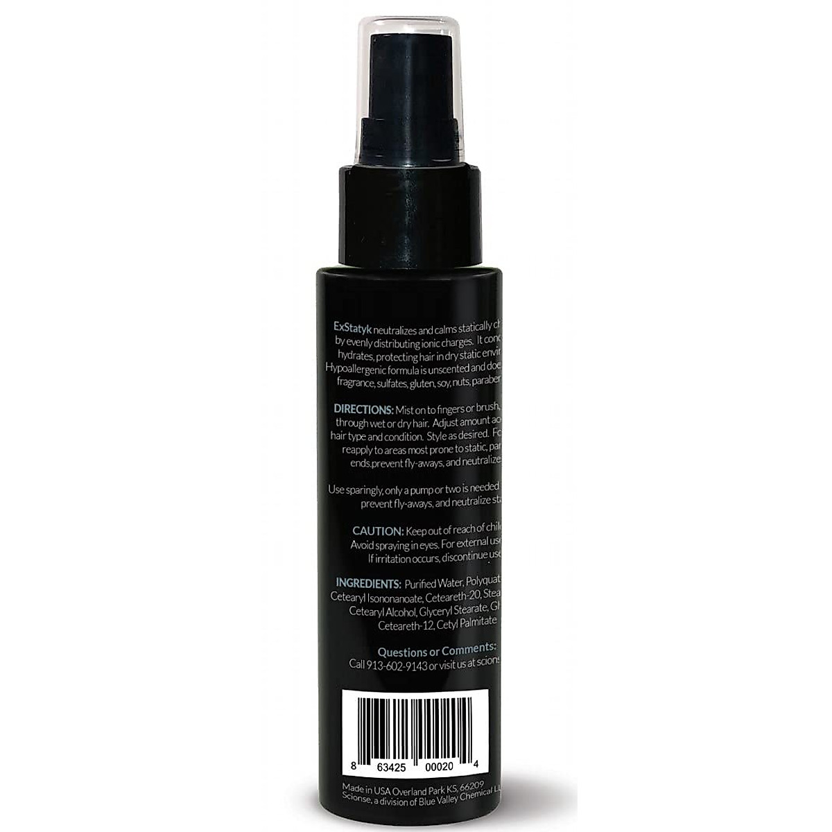 ExStatyk - Anti Static Hypoallergenic Spray, Anti- Frizz, Fragrance Free, unscented