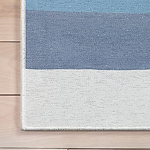 Well Woven Kids Rugs Twilight Rainbow 5' x 7' Blue Modern Printed Machine Washable Area Rug