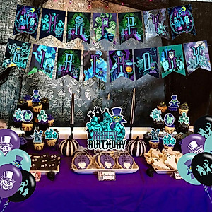 𝓗𝓪𝓾𝓷𝓽𝓮𝓭 𝓜𝓪𝓷𝓼𝓲𝓸𝓷 Party Decorations, Birthday Party Supplies from 𝓗𝓪𝓾𝓷𝓽𝓮𝓭 𝓜𝓪𝓷𝓼𝓲𝓸𝓷 Party Supplies include Banners - Cake Toppers - 12 Cupcake Toppers - 18 Balloons