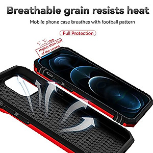 Hitaoyou iPhone 12/12 pro case, iPhone 12/12 pro Case with Camera Cover & Kickstand Military Grade Shockproof Heavy Duty Protective with Magnetic Car Mount Holder for iPhone 12/12 pro,Red