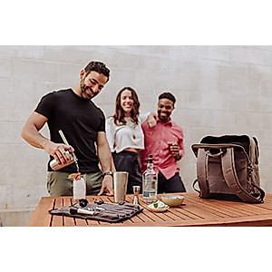 PICNIC TIME Bar Backpack 16-Piece Portable Cocktail Set, Portable Bar Case with Cocktail Shaker Set, (Gray)