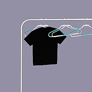 SEDLAV Slim Grip Clothing Hangers, White & Teal, Durable Plastic, Non-Slip Rubber (10 Pack)