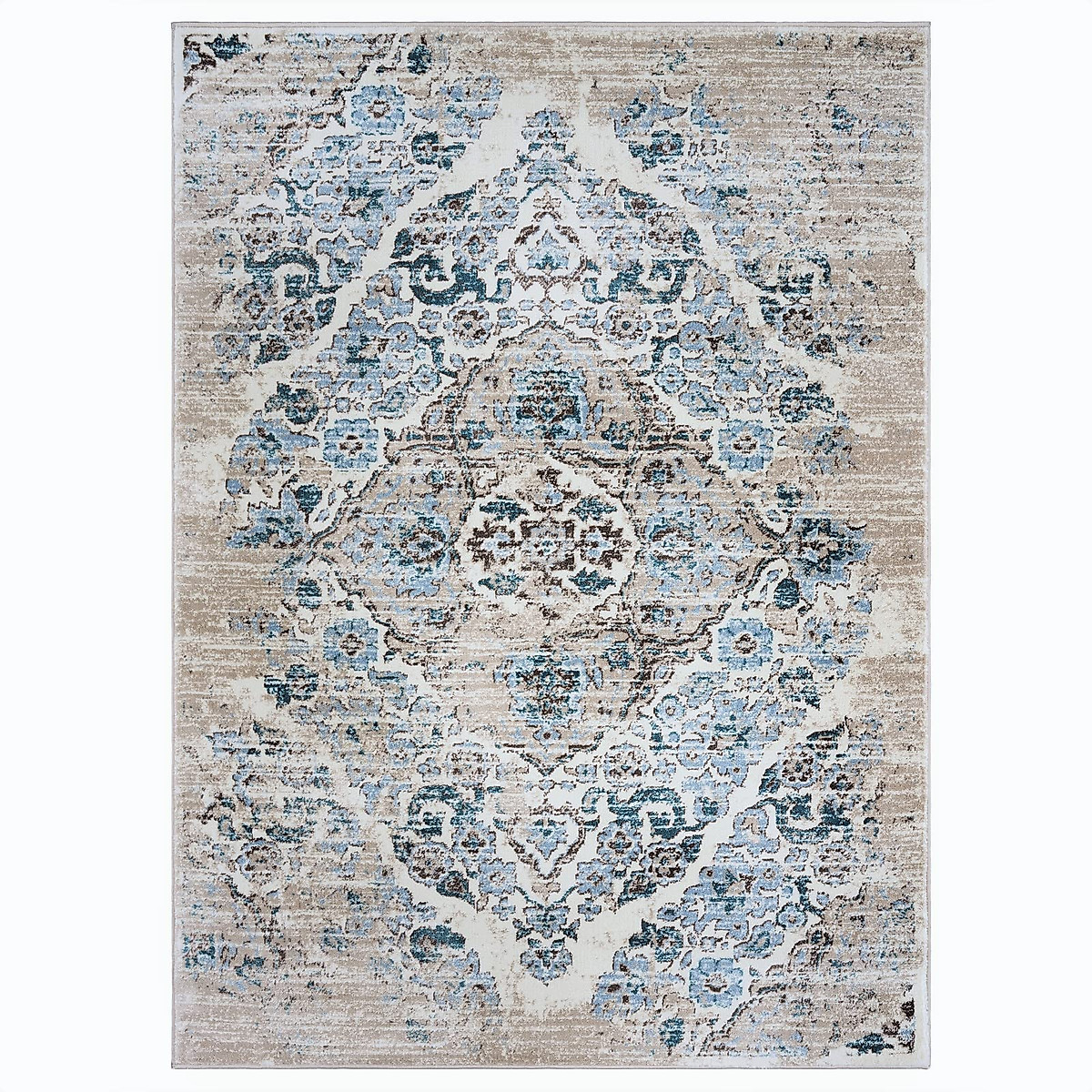 Luxe Weavers Distressed Cream 6x9 Area Rug, Modern, Stain Resistant Carpet, Indoor Oriental Rug
