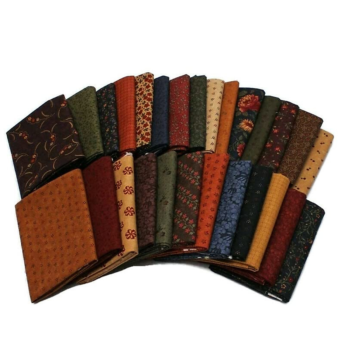 10 Fat Quarters - Kansas Troubles by Moda Fat Quarter Bundle Calico Floral Flowers Classic Reproduction Style Quality Quilters Assorted Cotton Fabrics M22805c