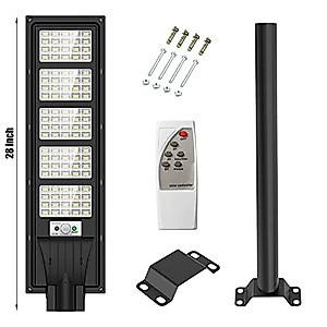 350W Solar Street Light Outdoor, 400LED Solar Flood Lights Outdoor Dusk to Dawn Motion Sensor, with Remote Control & Bracket, Security Solar Outdoor Lights IP66 Waterproof Lamp for Yard Garden Street