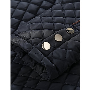 Bellivera Women's Stand Collar Lightweight Quilted Puffer Jacket Padded Zip Coat for Spring and Winter 087 black S