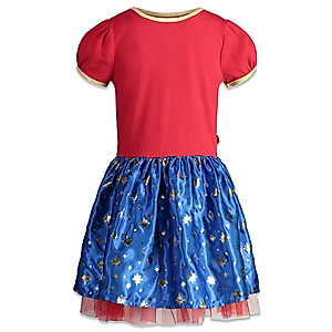 Marvel Avengers Captain Marvel Little Girls Tulle Cosplay Dress and Headband Red 7-8