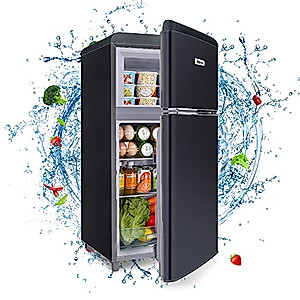 WANAI 3.2 Cu.Ft Mini Fridge Compact Refrigerator with Freezer,7 Level Adjustable Thermostat Removable Shelves Small Refrigerator for Office Dorm Apartment Black
