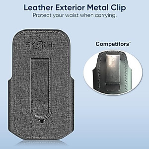 SKYREH Bundle: Stethoscope Holder Clip, PU Leather Stethoscope Hip Holder + Stethoscope Hard EVA Case Shockproof Travel Storage Bag for 3M Littmann Classic III, 3M Littmann Cardiology IV