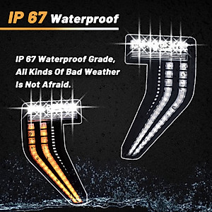 PGTOPONE Smoked Shell Clear Lens Sequential Flash Signal DRL Side Marker Lamp Compatible With Ford F150 Raptor 2020 2021 2022 2023 Pickup Truck Front Fender Edge (Side marker light)