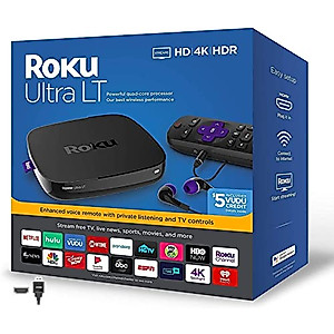 Ro-ku Ultra LT Streaming Media Player 4K/HD/HDR w/WULIC 4K HDMI Cable Black