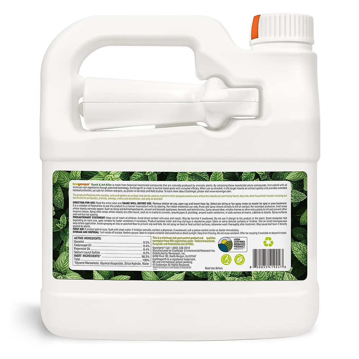 EcoVenger Roach & Ant Killer 1/2 Gal Trigger Sprayer, Kills on Contact, Kills Ants & Other Indoor & Outdoor Crawling Insects, Natural & Non-Toxic, Pleasant Botanical Scent, Safe for Children & Pets