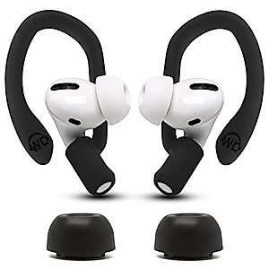 WC HookZ + WC TipZ - Over Ear Hooks and Memory Foam Tips Combo for Airpods Pro by Wicked Cushions | Black & Black