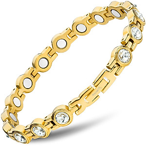 MagnetRX® Women's Magnetic Bracelet – Magnetic Crystal Bracelets for Women – Adjustable Length with Included Sizing Tool (Gold)