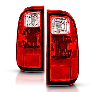AmeriLite for 2008-2016 Ford F250 F350 F450 / SuperDuty Red Clear OE Replacement Brake Lamp Tail Lights Set - Driver and Passenger Side