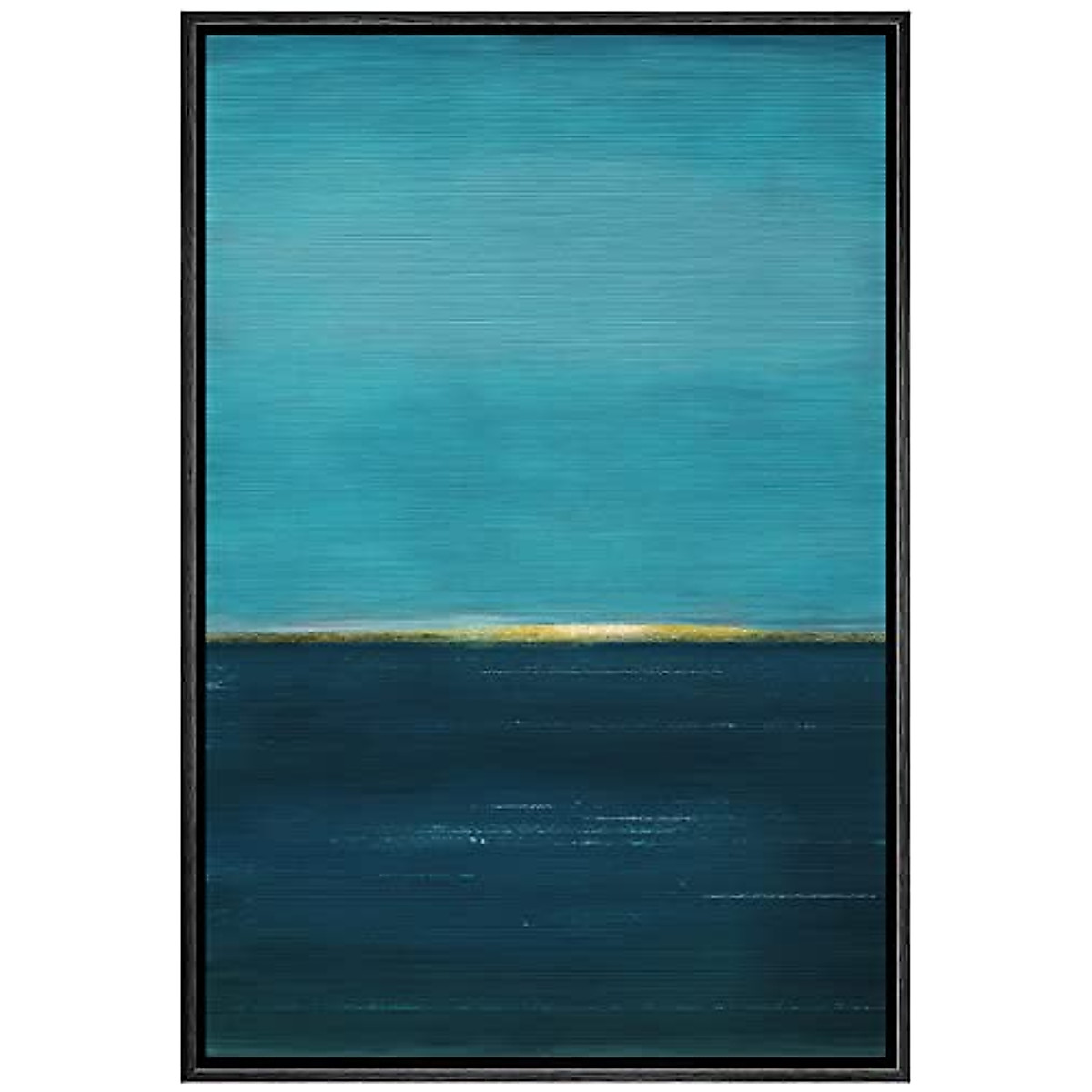SIGNWIN Framed Canvas Print Wall Art Yellow Horizon on Edge of The Sea Abstract Wilderness Illustrations Modern Art Modern Scenic Relax/Calm Ultra for Living Room, Bedroom, Office - 24"x36" Black