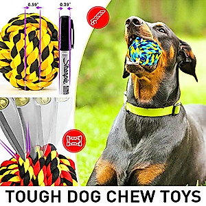 XL Dog Chew Toys for Aggressive Chewers, Dog Balls for Large Dogs, Heavy Duty Dog Toys with Tough Twisted, Dental Cotton Dog Rope Toy for Medium Dogs, 6 Pack Indestructible Puppy Teething Chew Toy