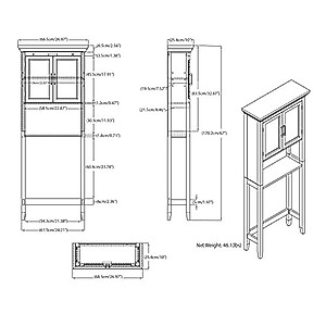 SIMPLIHOME Avington 67 inch H x 27 inch W Space Saver Bath Cabinet in Pure White with Storage Compartment and 1 shelf, for the Bathroom, Contemporary
