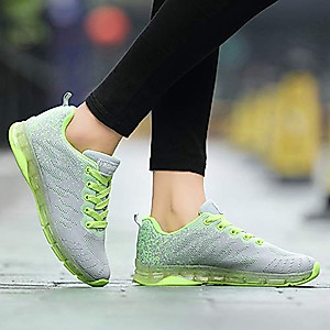 justHIGH Women's Running Shoes Slip Resistant Work Shoes Lightweight Lace Up Sneakers Green