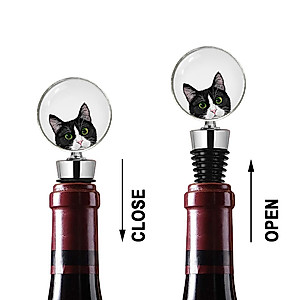 WIRESTER Set of 3 Stainless Steel Decorative Wine Bottle Stoppers For Bar, Holiday, Party, Wedding - Orange Tabby Cat, Black Bombay Cat, Tuxedo Cat