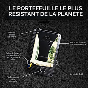 Mountain Voyage Co Minimalist Wallet for Men & Women - Slim RFID Wallet, Scratch Resistant, Credit Card Holder & Money Clip, Easily Removable Money & Cards, (Matte Carbon Fiber)