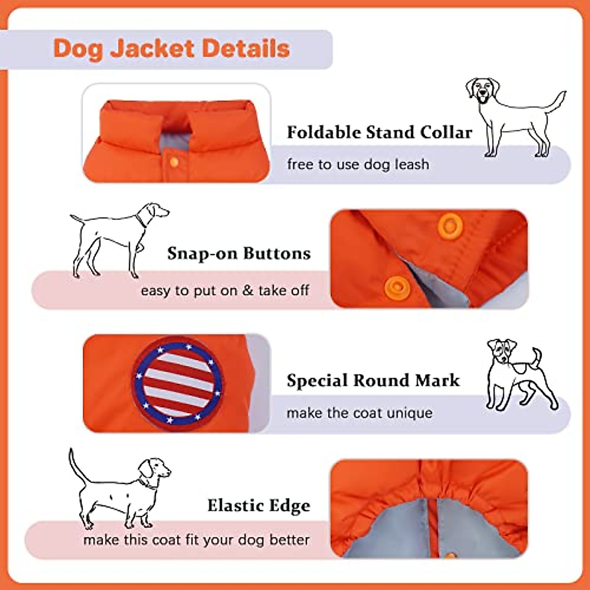 Kuoser Dog Winter Coat Padded Vest, Windproof Dogs Puffer Jacket, Warm Soft Puppy Cold Weather Clothes Doggie Insulated Outwear, Lightweight Pet Winter Outdoor Costume for Small Medium Dogs, XS-XL